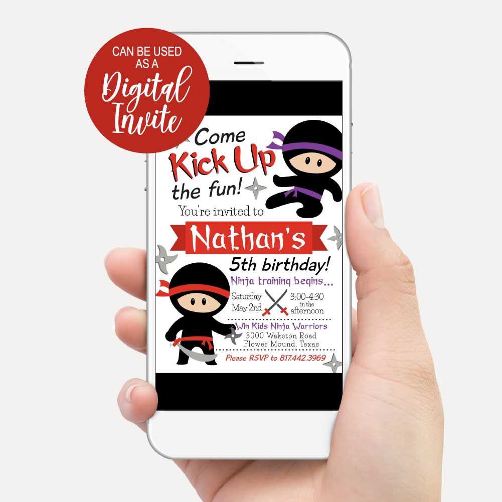 Printable Ninja Kids Party Invitation Template | Hadley Designs ...