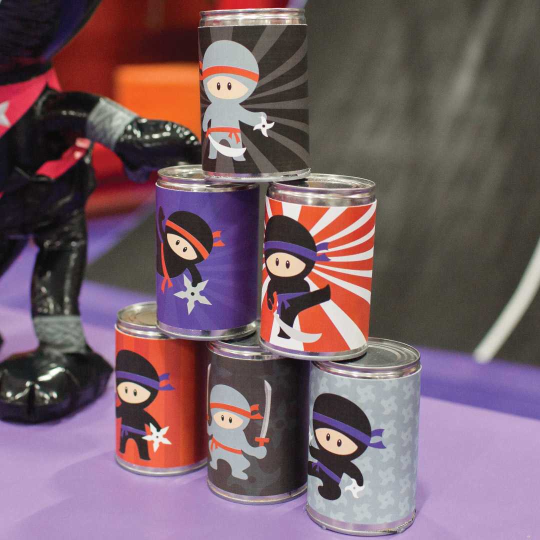 Printable Ninja Kids Party Tin Can Toss Game Template | Hadley Designs