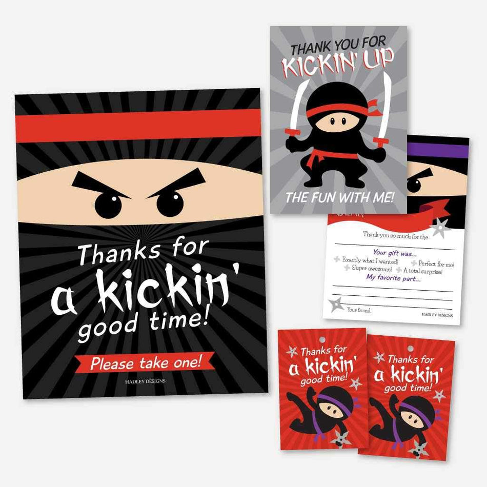 Printable Ninja Kids Party Thank You Package Templates | Hadley Designs ...