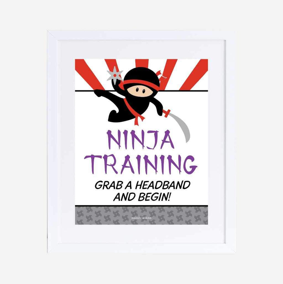 Printable Ninja Kids Party Birthday Sign Template | Hadley Designs ...