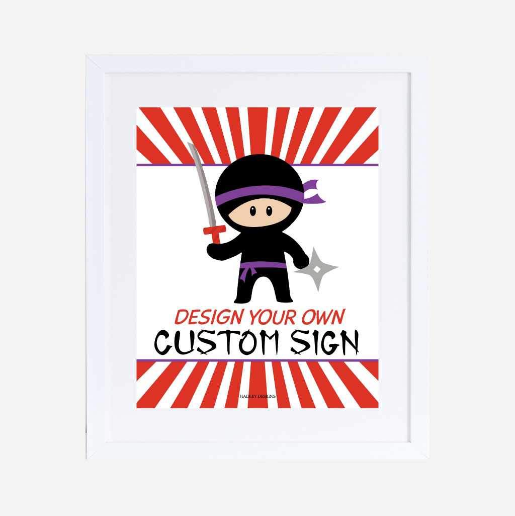 Printable Ninja Kids Party Signs Set Templates | Hadley Designs