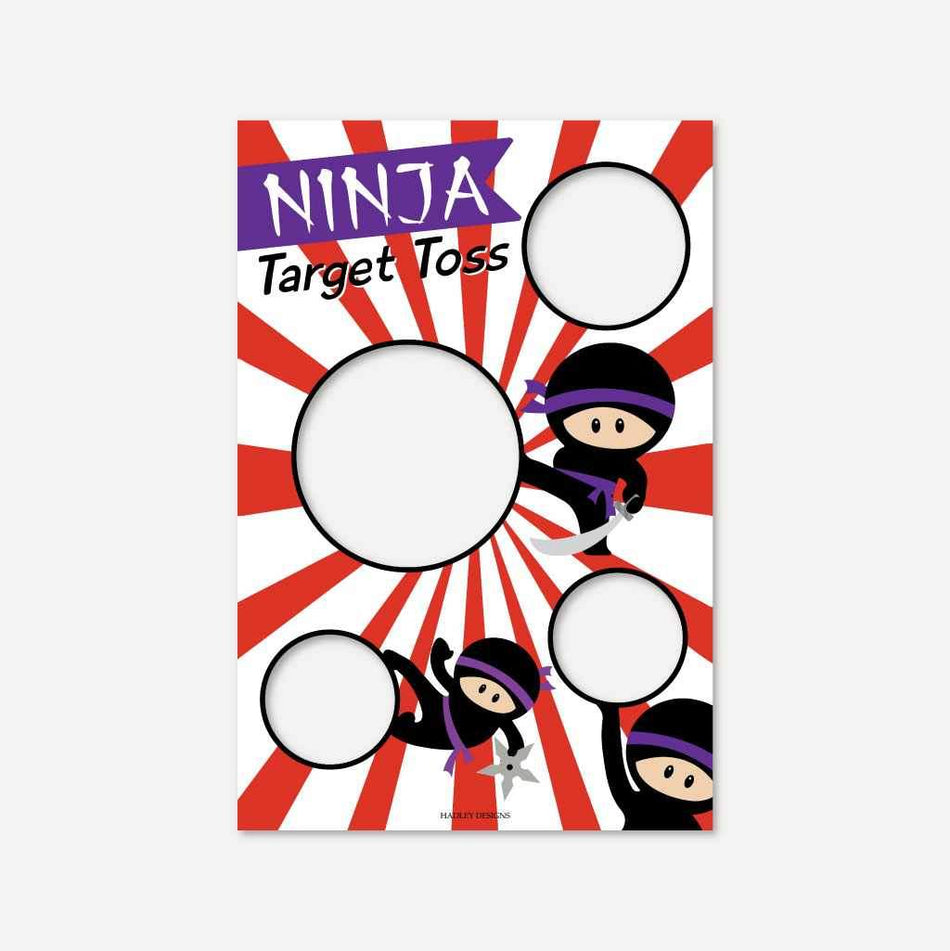 Printable Ninja Kids Party Target Star Toss Template | Hadley Designs