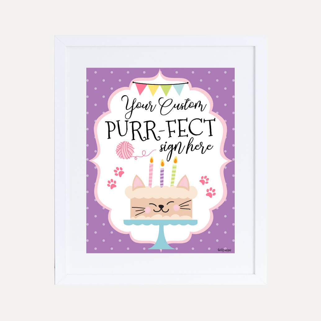 Printable Cat Kids Party Custom Sign Template | Hadley Designs