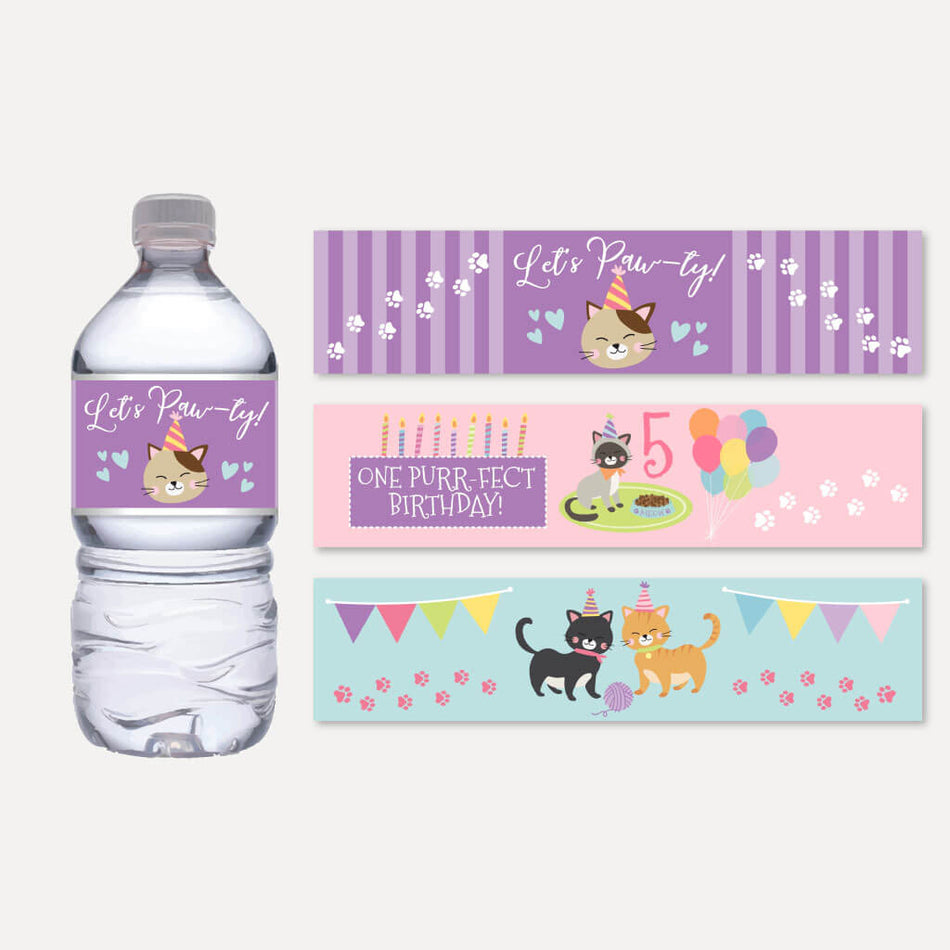 Printable Cat Kids Party Bottle Label Template | Hadley Designs ...