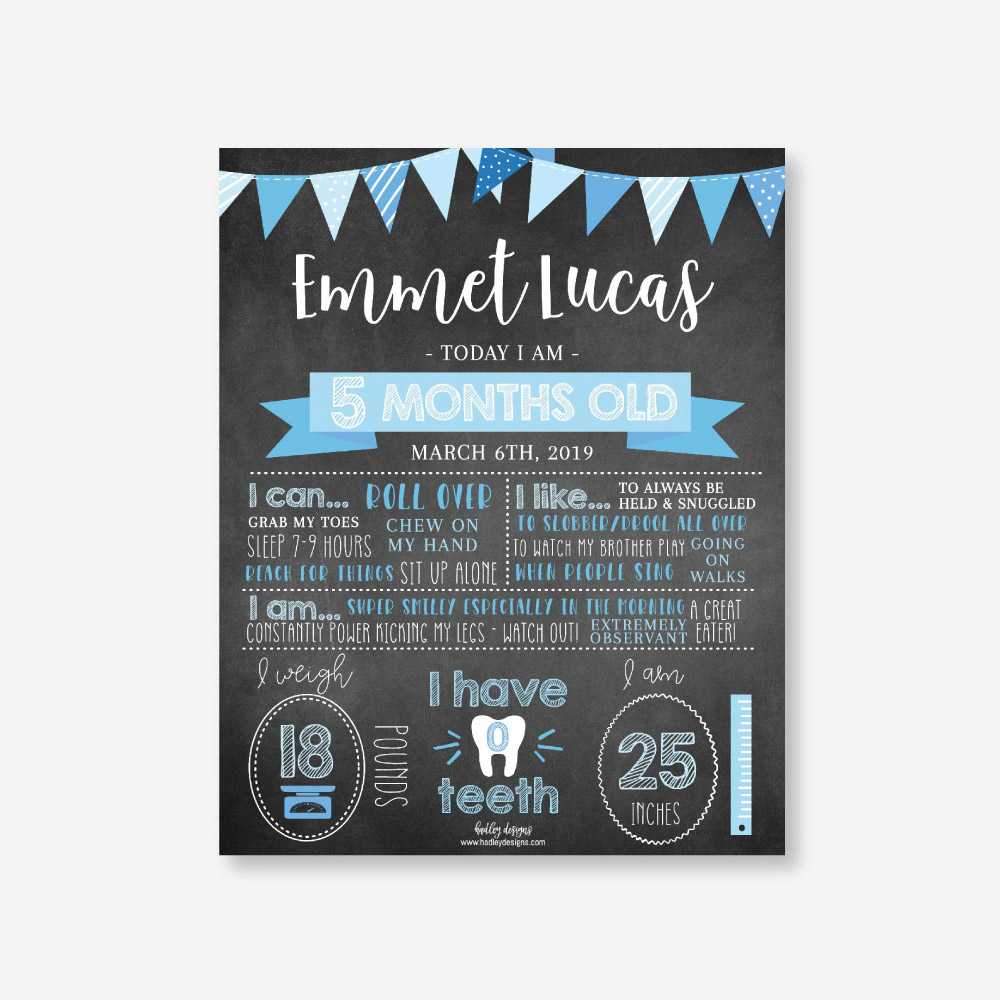 Printable Chalk Baby Milestone Poster Template | Hadley Designs