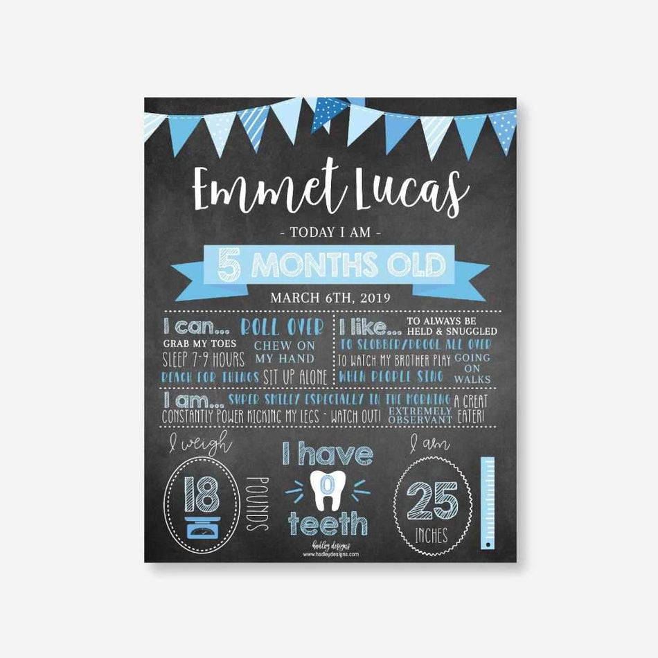 Printable Chalk Baby Milestone Poster Template | Hadley Designs