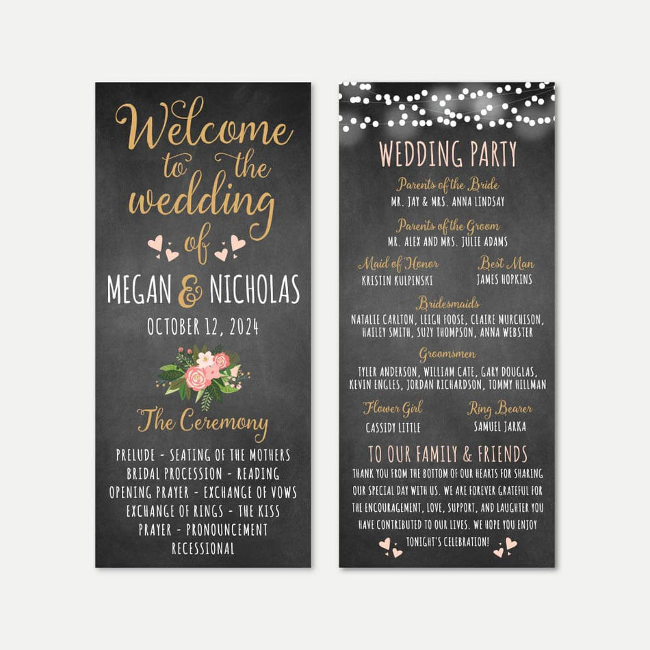 Printable Chalk Burlap and Lace Wedding Program Template | Hadley Designs - Printables