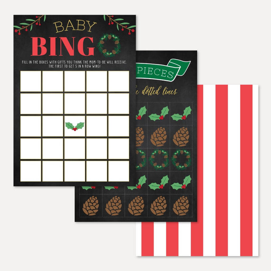 Printable Christmas Baby Shower Bingo Game Template | Hadley Designs