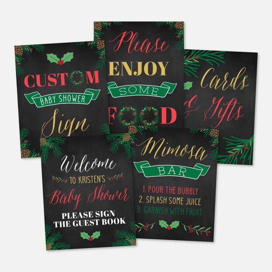 Printable Christmas Baby Shower Sign Set Templates | Hadley Designs ...
