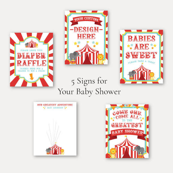 Printable Circus Baby Shower Complete Package Templates | Hadley Designs