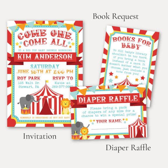 Printable Circus Baby Shower Complete Package Templates | Hadley Designs