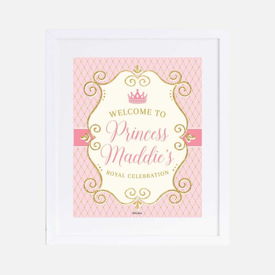 Printable Vintage Princess Kids Party Welcome Sign Template | Hadley ...