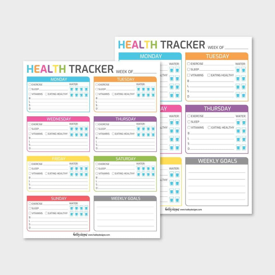 Printable Color Health Tracker Template | Hadley Designs - Printables