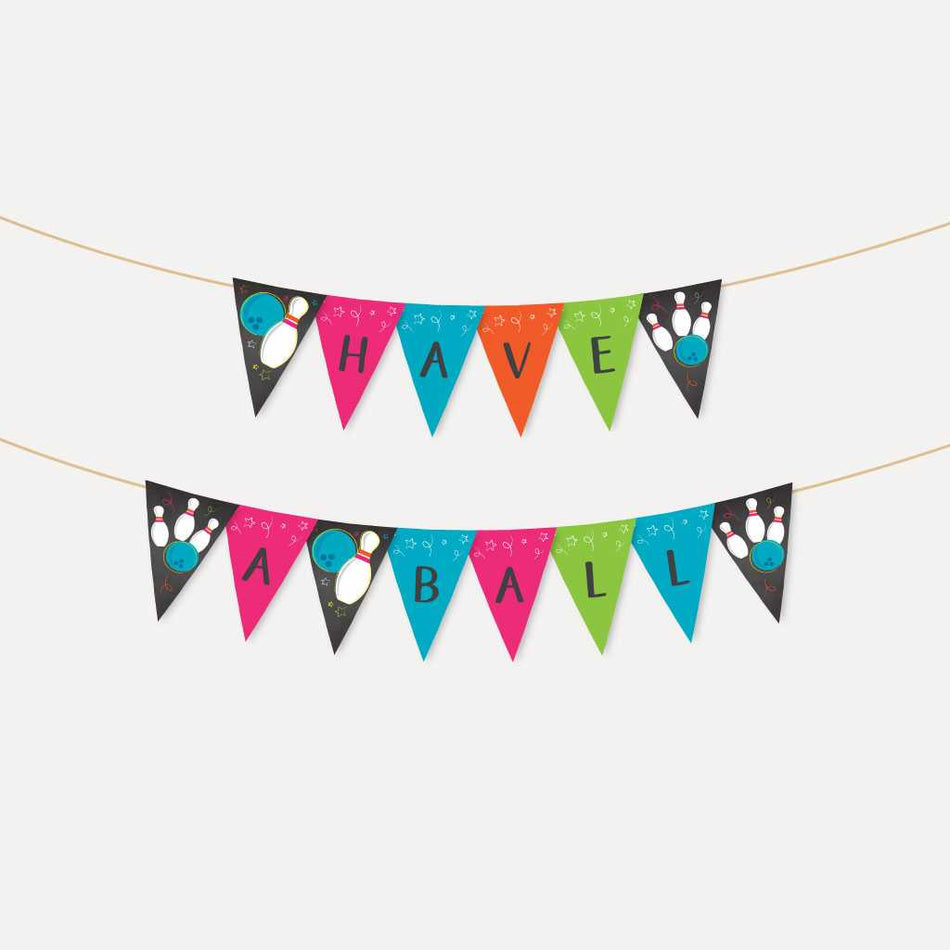 Printable Cosmic Bowling Kids Party Banner Template | Hadley Designs ...