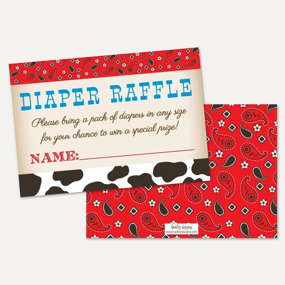 Printable Cowboy Baby Shower Diaper Raffle Template | Hadley Designs ...