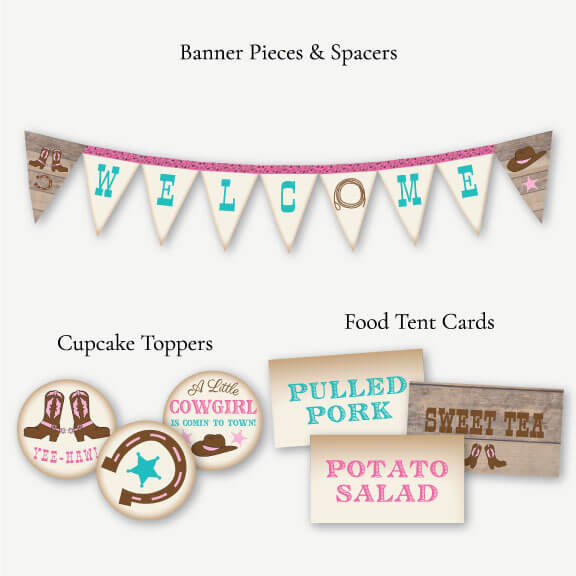 Printable Cowgirl Baby Shower Complete Package Templates | Hadley ...