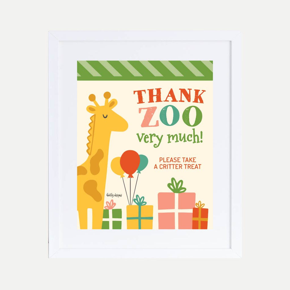 Printable Critters Zoo Kids Party Favors Sign Templates | Hadley ...