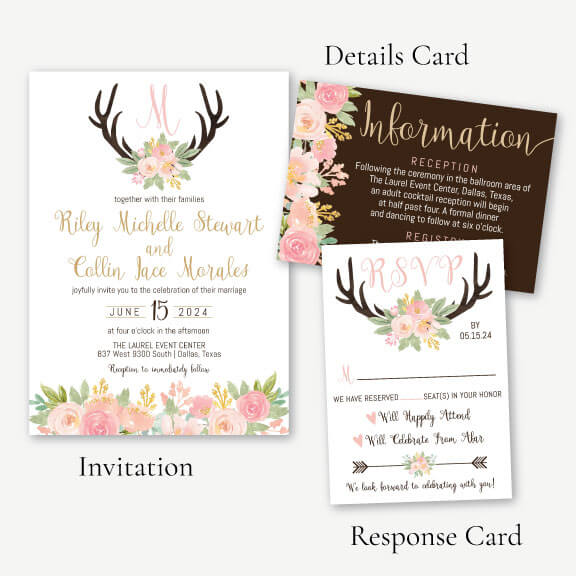 Printable Deer Antler Wedding Complete Package Templates | Hadley ...
