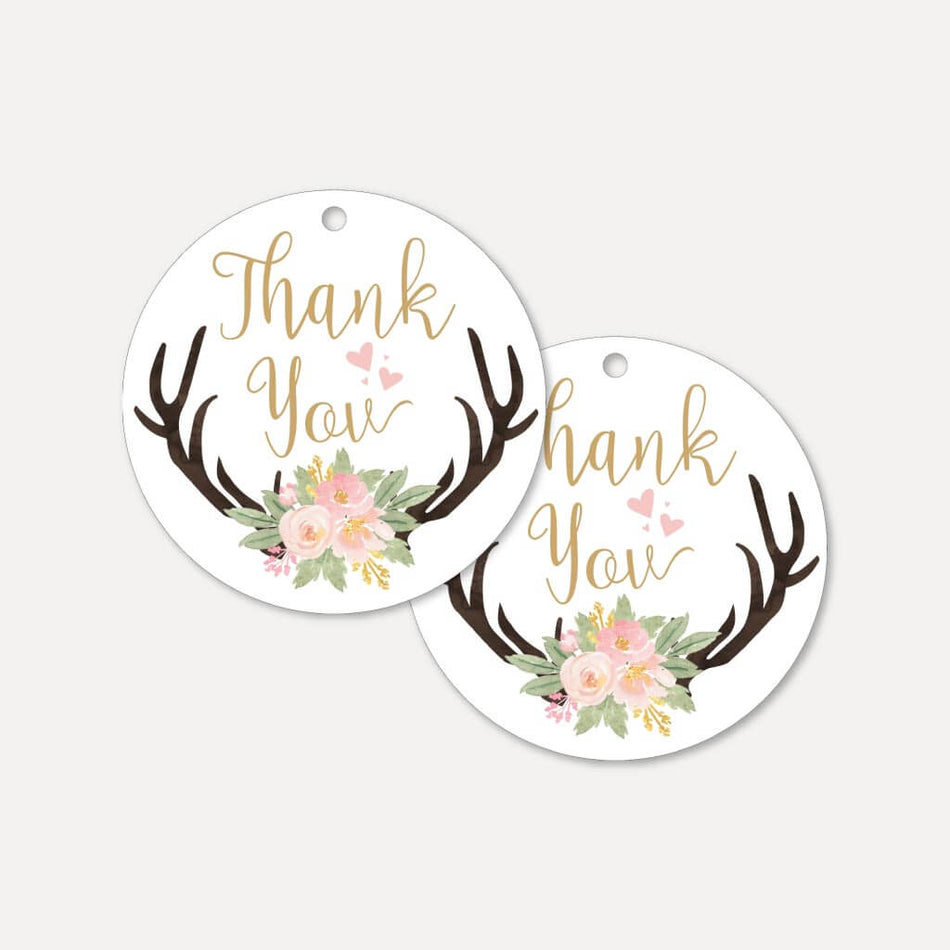 Printable Deer Antler Wedding Thank You Favor Tags Template | Hadley ...