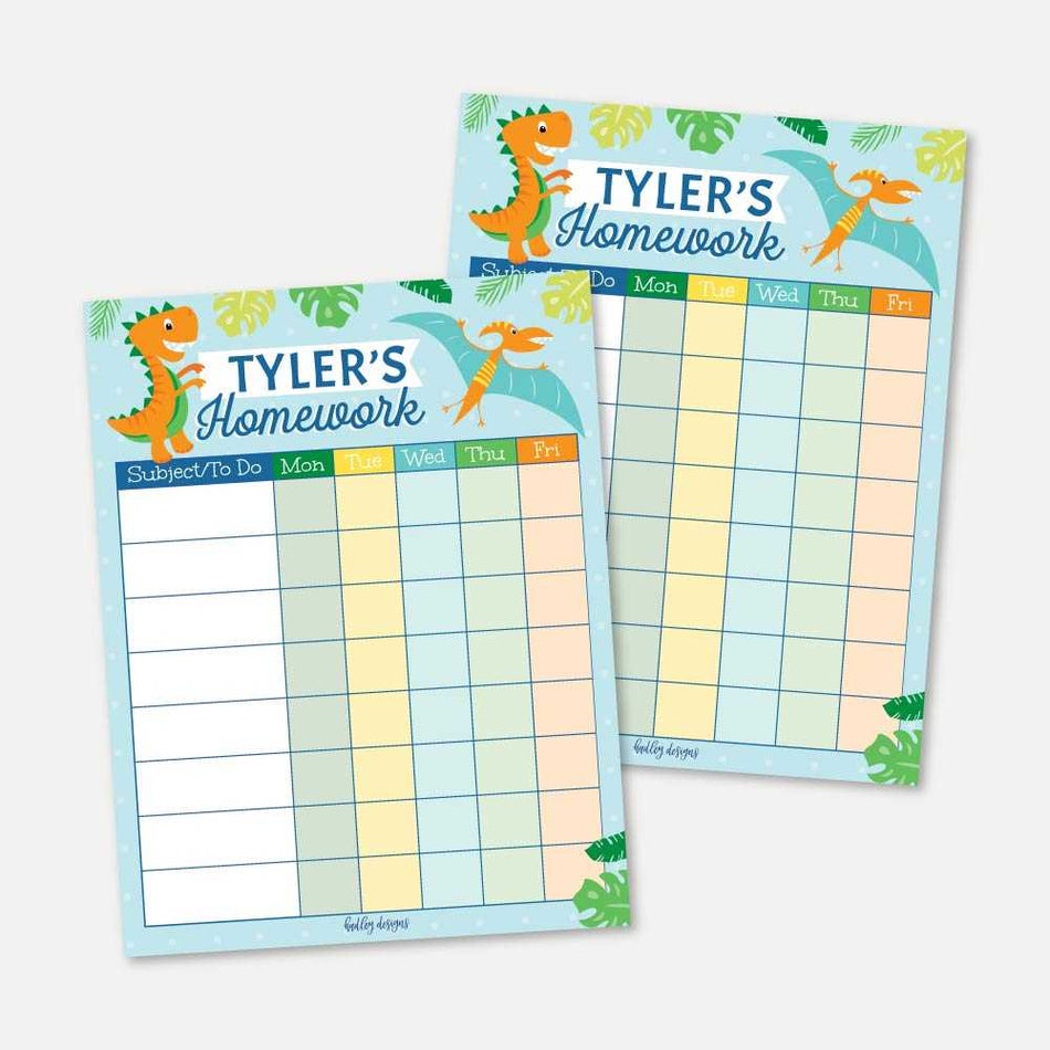 Printable Dinoaur Homework Chart Template | Hadley Designs