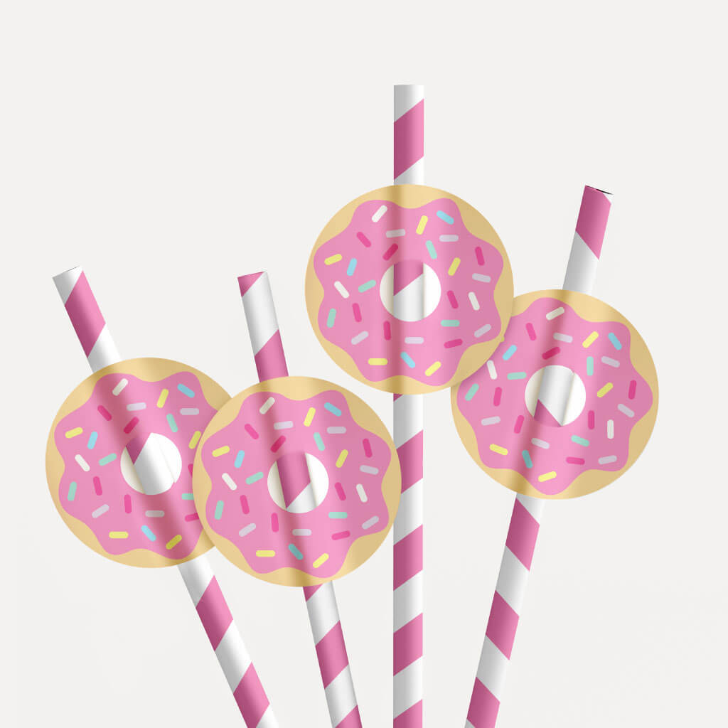Printable Donut Straw Flags Template | Hadley Designs - Printables