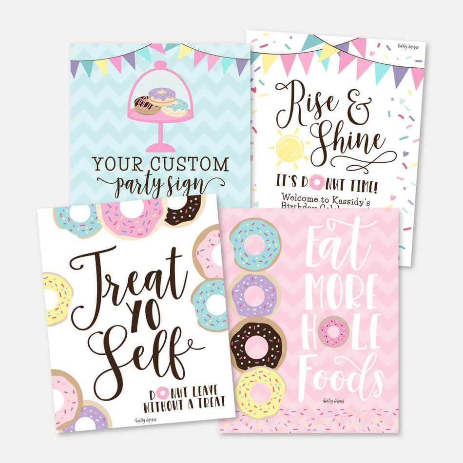 Printable Donut Kids Party Sign Set Templates | Hadley Designs