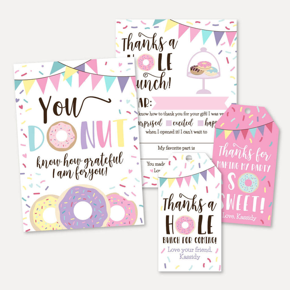 Printable Donut Kids Party Thank You Package Template | Hadley Designs ...