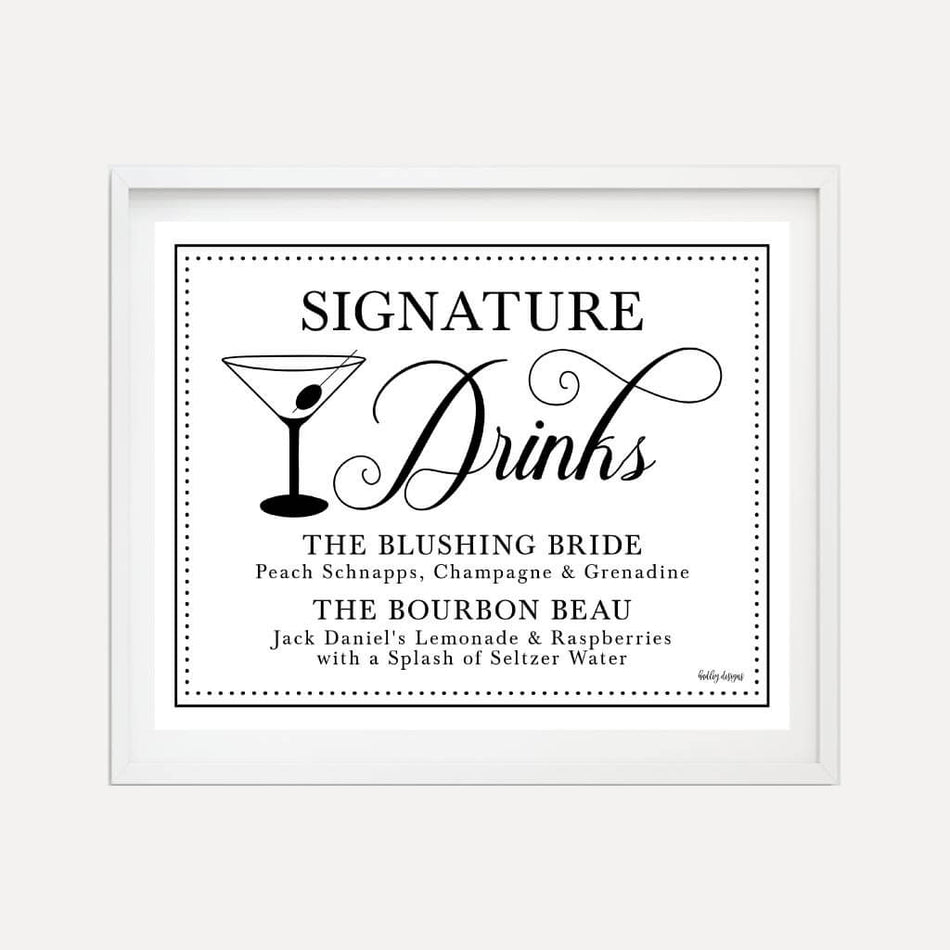 Printable Elegant Monogram Wedding Bar Menu Sign Template | Hadley ...