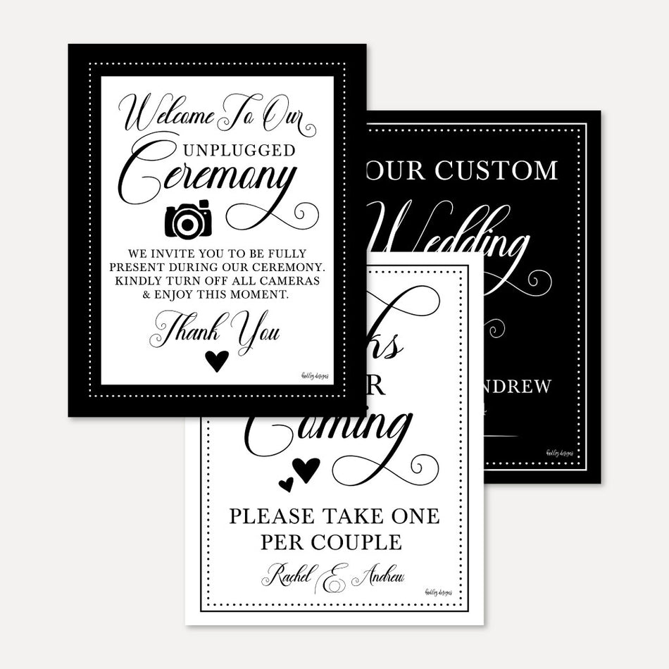 Printable Elegant Monogram Wedding Signs Set Templates | Hadley Designs