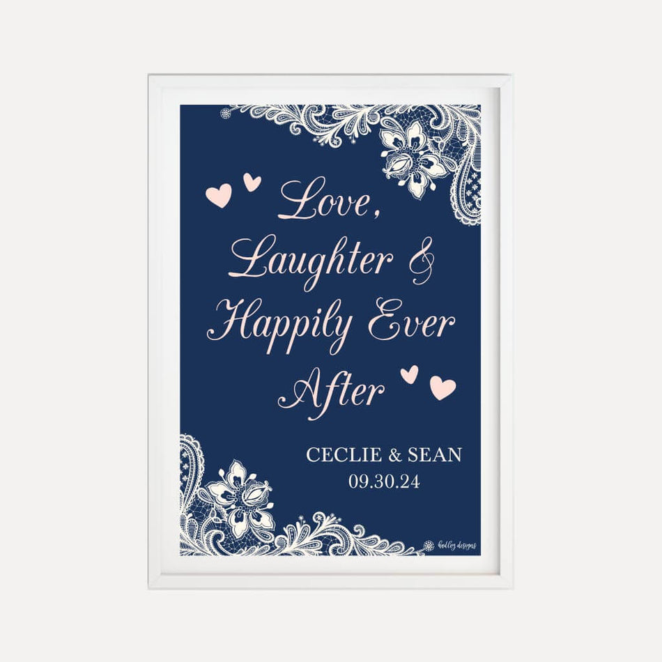 Printable Elegant Navy and Blush Lace Wedding Welcome Sign Template ...