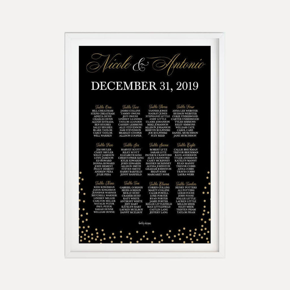 Printable Elegant New Years Eve Wedding Seating Chart Sign Template ...
