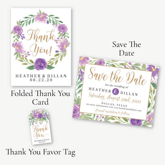 Printable Elegant Purple Floral Wedding Complete Package Templates ...