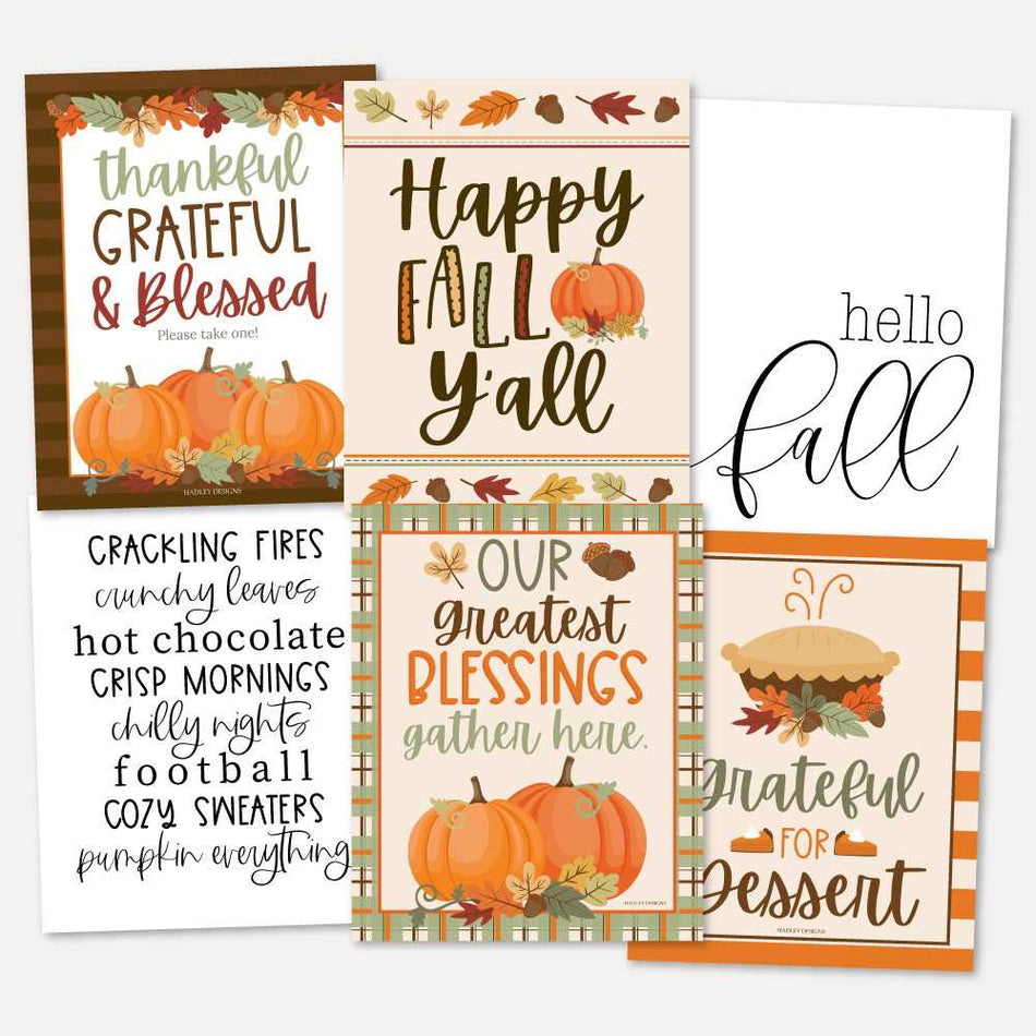 Printable Fall Party Signs Set Templates | Hadley Designs - Printables