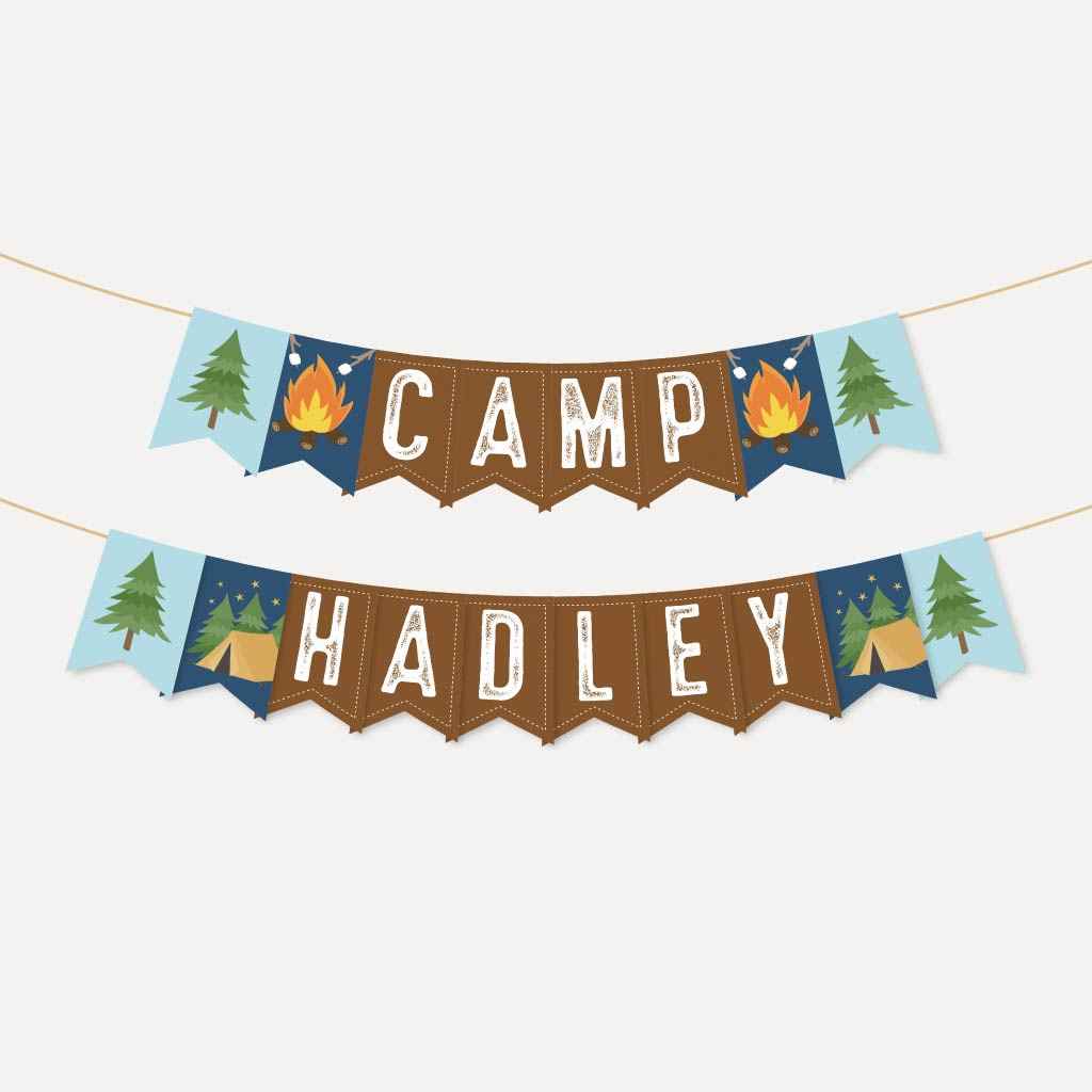 Printable Camping Party Banner Template | Hadley Designs