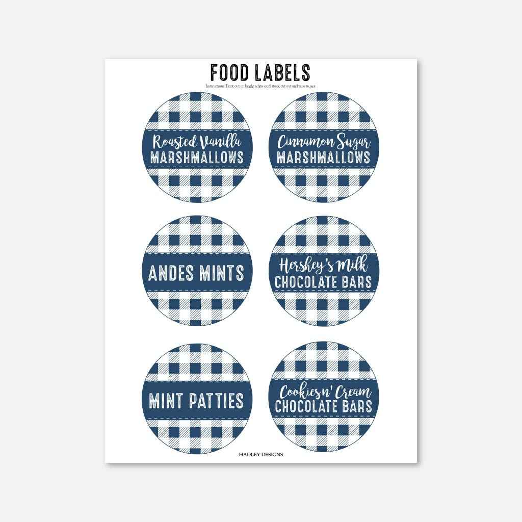 Printable Camping Party Food Labels Template | Hadley Designs