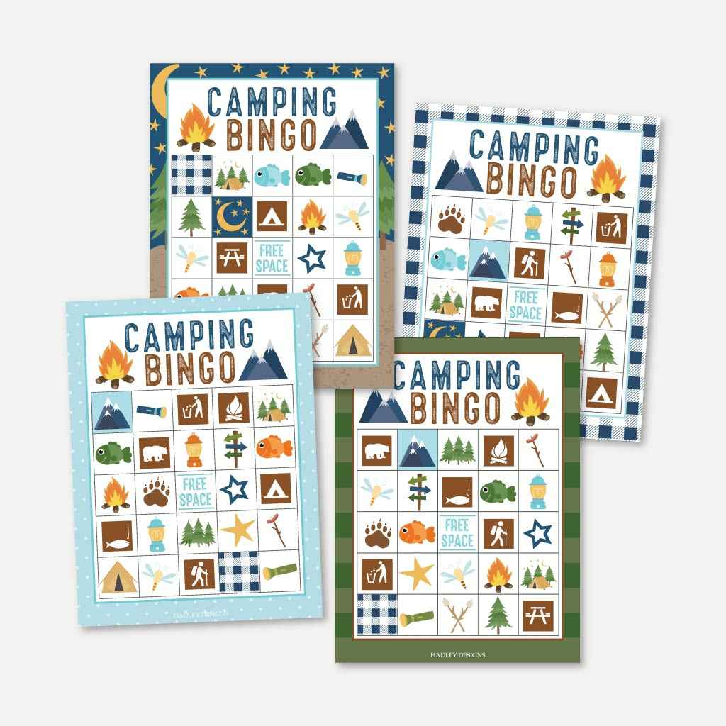Printable Camping Party Bingo Game Template | Hadley Designs