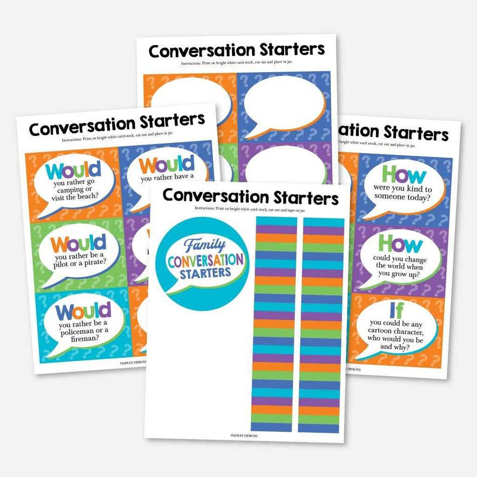 Printable Family Conversation Starters Template | Hadley Designs ...