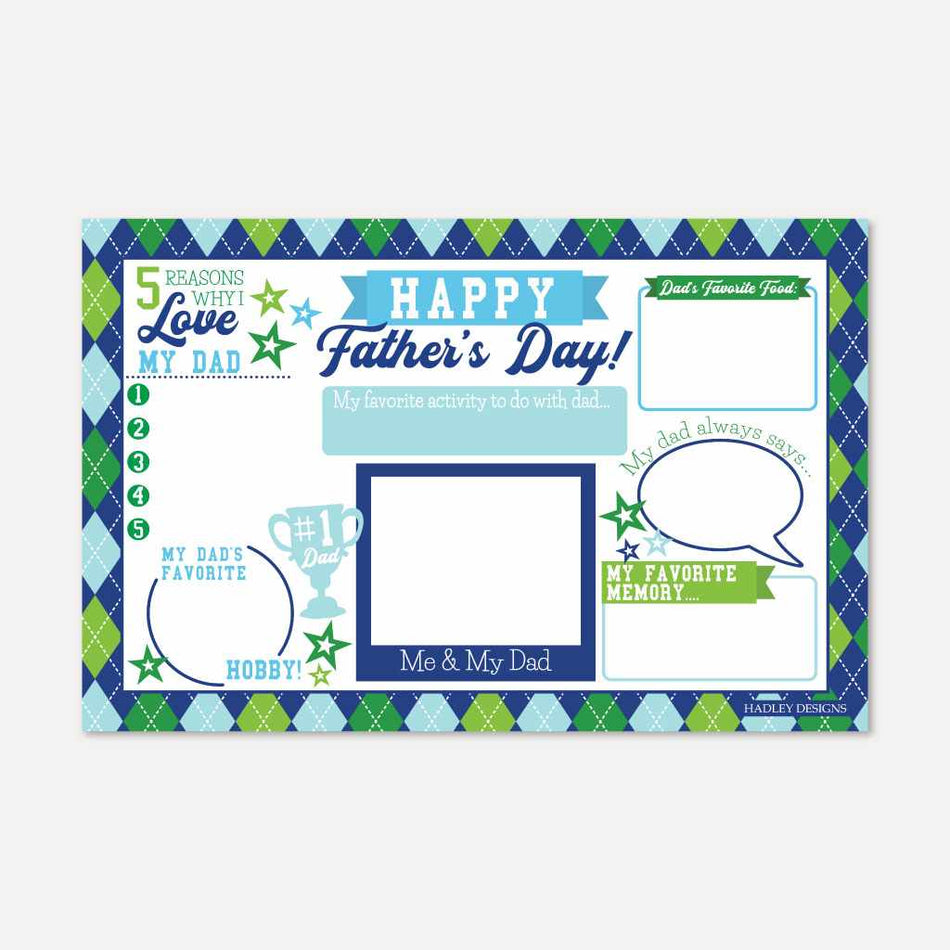 Printable Father's Day Golf Placemat Template | Hadley Designs - Printables