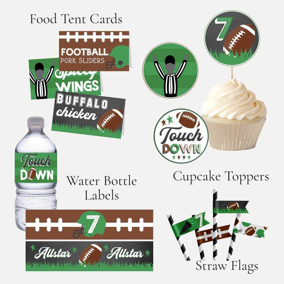 Printable Field Football Kids Party Complete Package Templates | Hadley ...