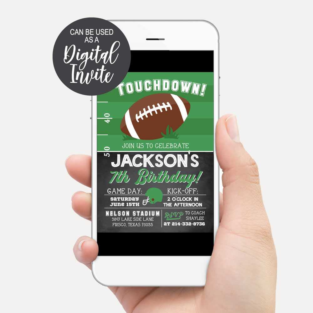 Printable Field Football Kids Party Invitation Template | Hadley ...