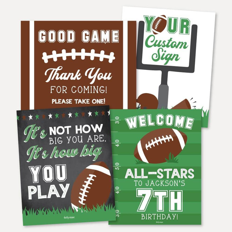 Printable Field Football Kids Party Sign Set Templates | Hadley Designs ...