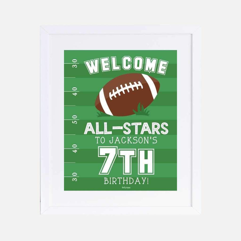 Printable Field Football Kids Party Welcome Sign Template | Hadley ...