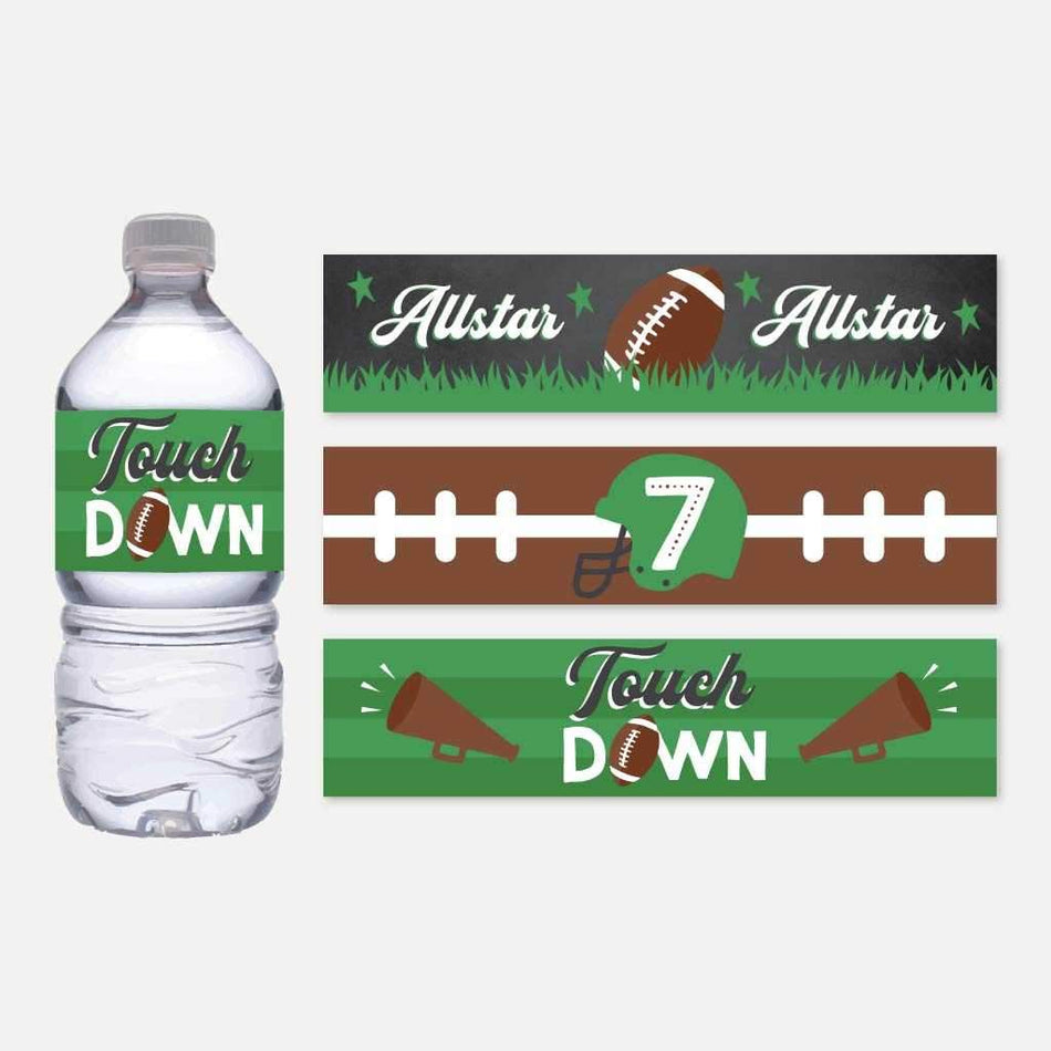 Printable Field Football Kids Party Bottle Label Template | Hadley Designs