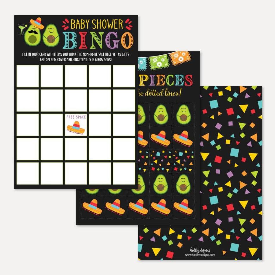 Printable Fiesta Baby Shower Bingo Game Template | Hadley Designs