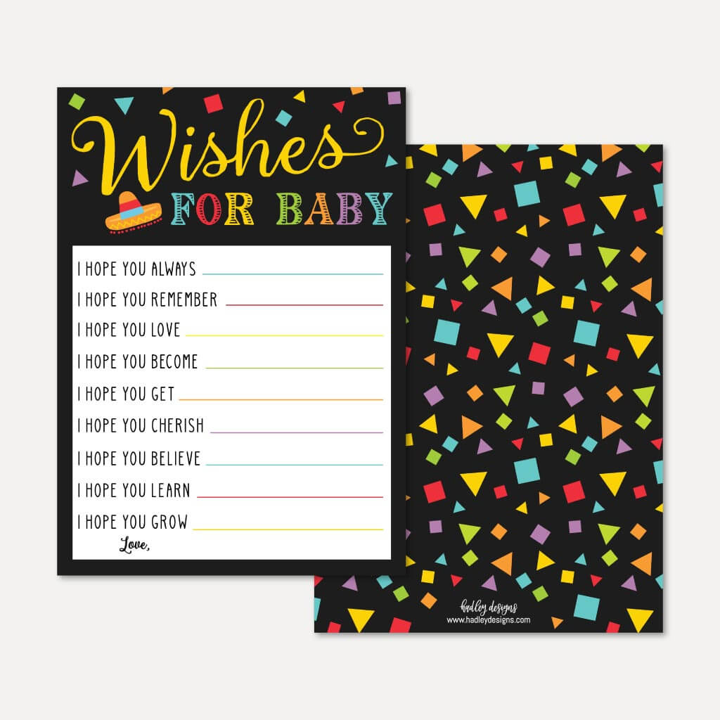 Printable Fiesta Baby Shower Wishes Card Template | Hadley Designs