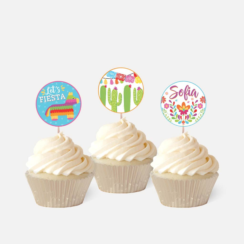 Printable Fiesta Kids Party Cupcake Topper Template | Hadley Designs ...
