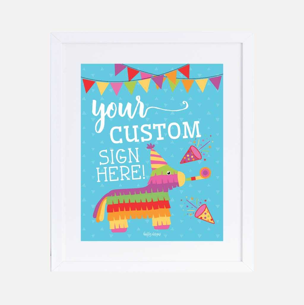 Printable Fiesta Kids Party Custom Sign Template | Hadley Designs ...