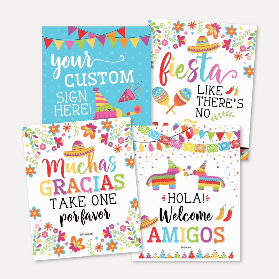 Printable Fiesta Kids Party Sign Set Template | Hadley Designs - Printables