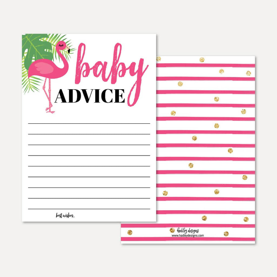 Printable Flamingo Baby Shower Advice Card Template | Hadley Designs