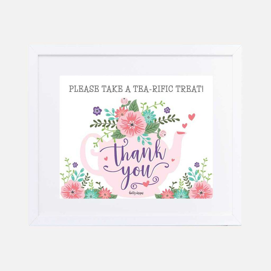 Printable Floral Tea Kids Party Favors Sign Template | Hadley Designs ...
